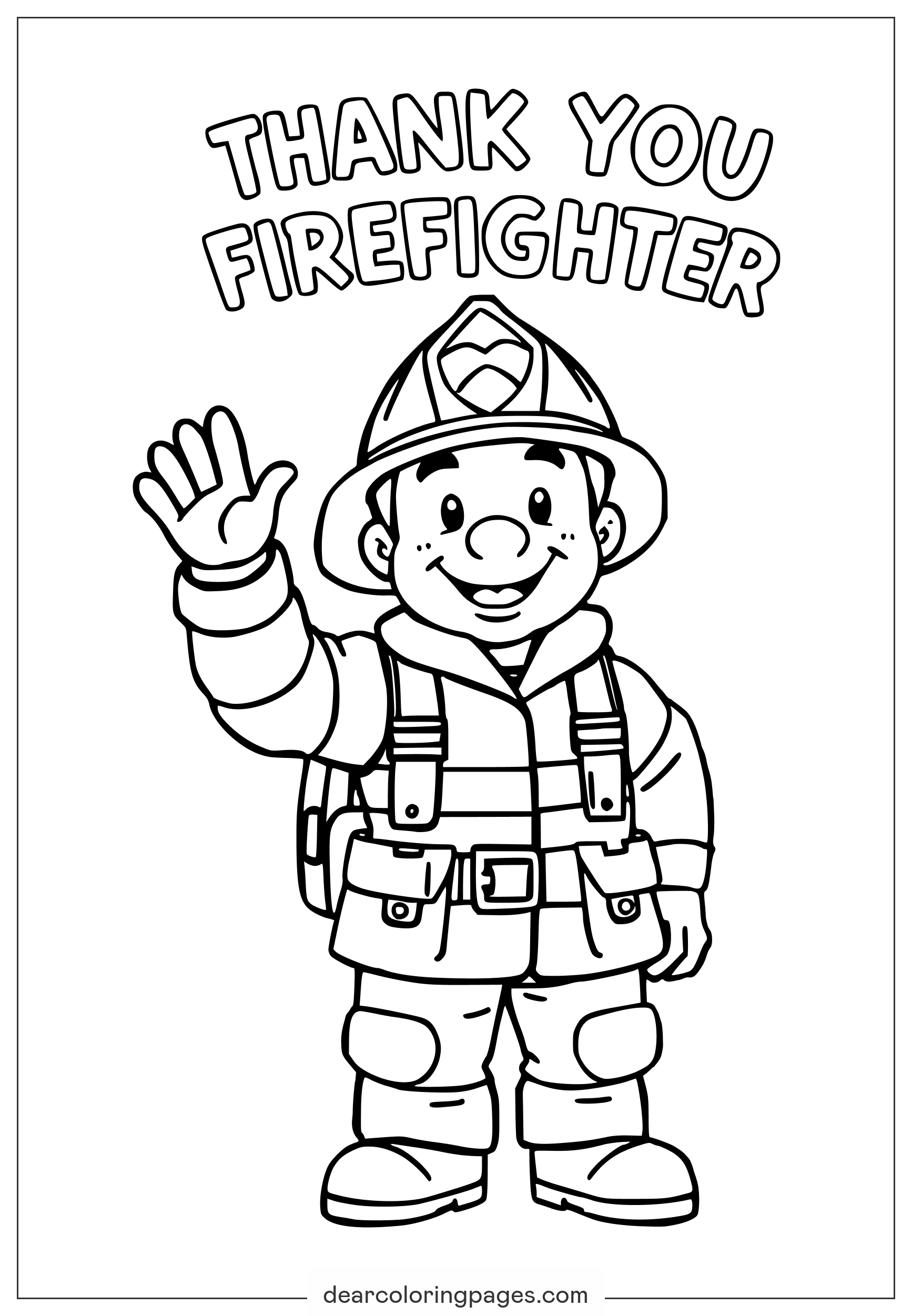 Thank You Firefighters Coloring Page